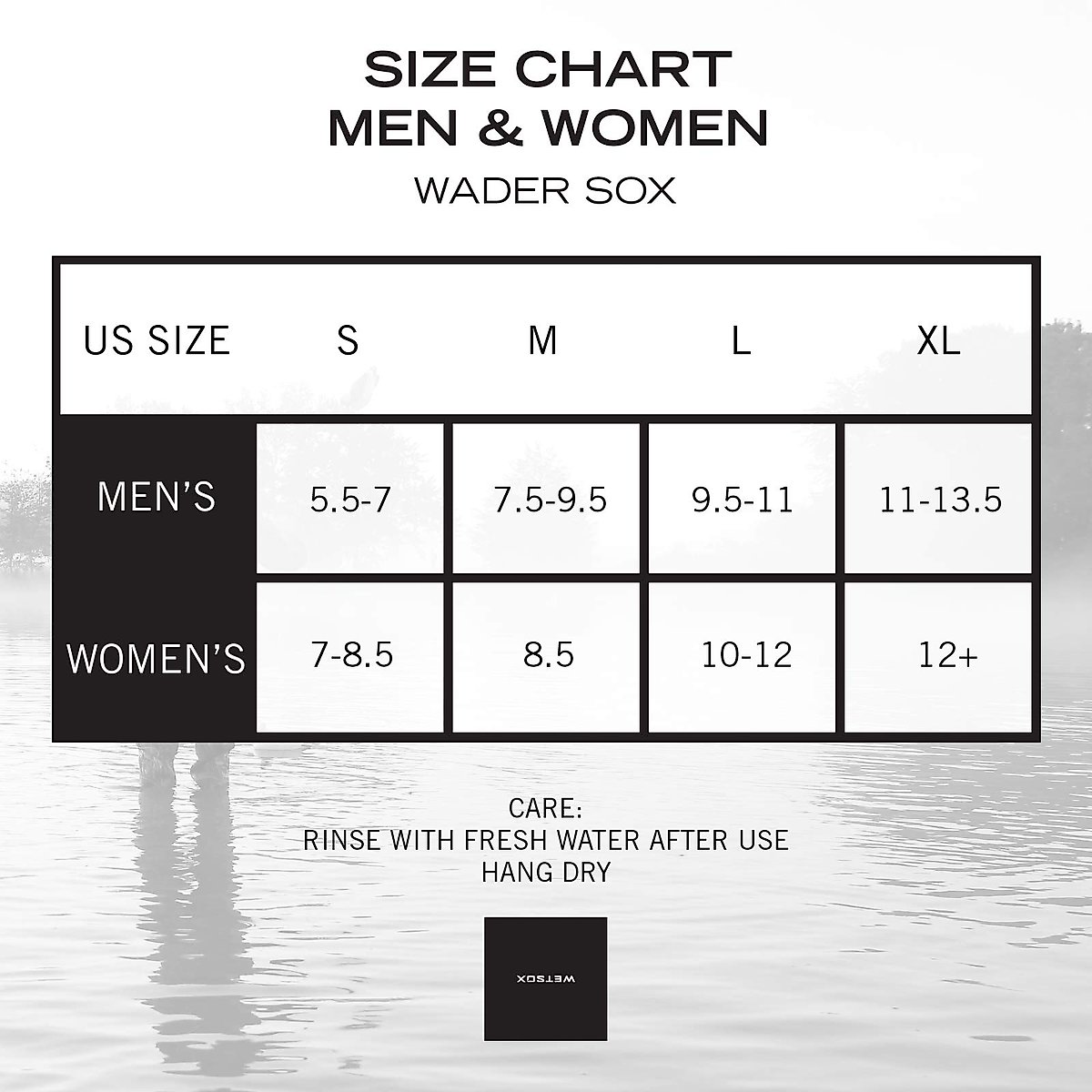 Wetsox Wader Sox, Black Frictionless Wading Socks, Get in and Out of Wader or Boot Easily, 1mm Neoprene Keep Feet Warm or Dry