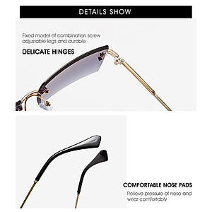 HEPTAGRAM 7 Rimless Rectangle Sunglasses for Women Square Fashion Frameless Small Vintage Buffs Glasses for Men shades (Brown)