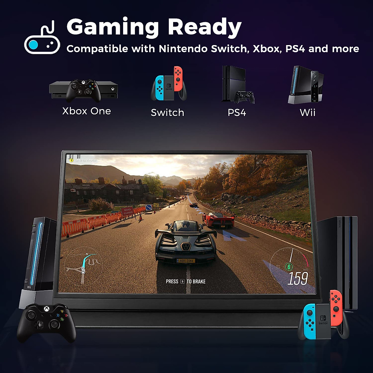 HAMTYSAN Portable Monitor, 15.6'' FHD 1080P Portable Laptop Monitor USB C HDMI Second External Monitor for Laptop, Desktop, Tablet, Phones, PS4/5, Xbox, Switch, Dual Speaker with Protective Case