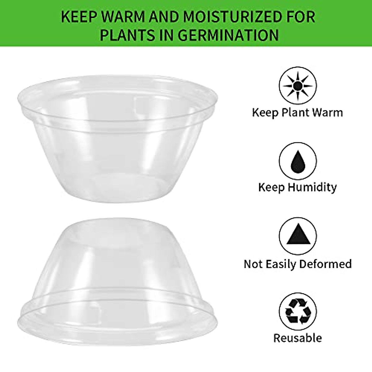 50 Sets Hydroponic Grow Basket, Plant Pod Kit Plant Growing Container with Transparent Insulation Domes, Replacement Grow Baskets, Hydroponic Garden Accessories(Size:4.4x1.3x6.5cm)