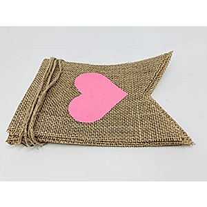 Shimmer Anna Shine Gifts Burlap Banner for Birthday Party Baby Shower Bridal Shower Baptism and Wedding Decorations with Pink Hearts