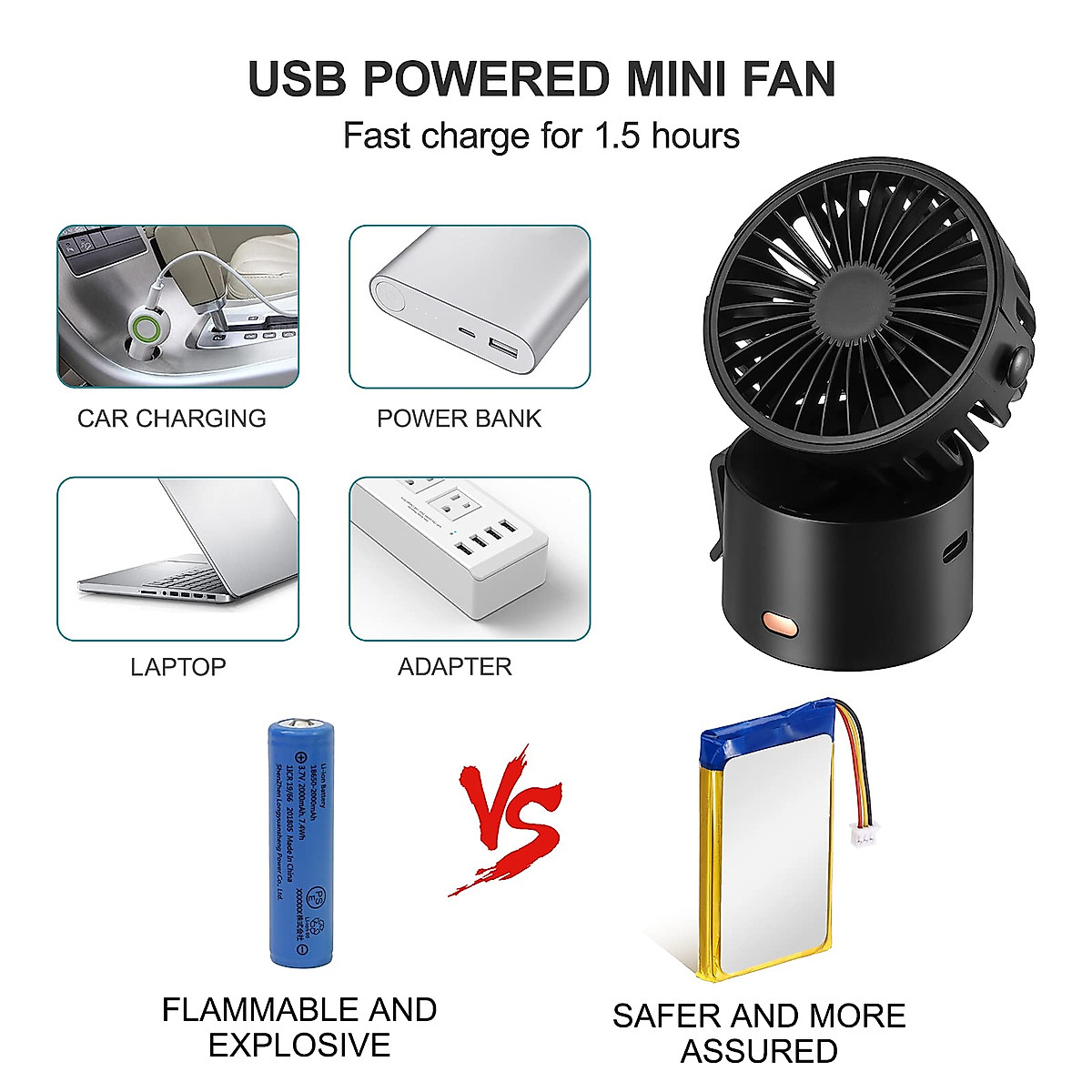 Mini Fan Portable Personal Small Handheld Fan USB Rechargeable Battery Operated Hand Fan, Small Pocket Fans for Girls Boys Women Gift Outdoor Travel Office