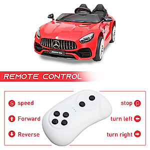 TOBBI 12V Kids Ride On Car Mercedes Benz Licensed Kids Electric Car with Remote Control, MP3, Radio, 3 Speeds for Boys Girls Red