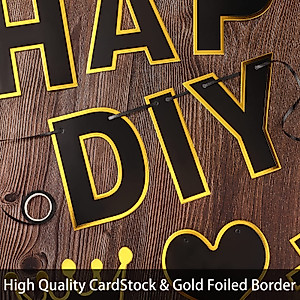 143 Pcs DIY Letter Banner Glitter Customizable Banner Kit Make Your Own LED Banner Include 87 Letters, 20 Numbers 24 Symbol 5 Rope 5 Needles and 2 String Lights for Happy Birthday Party