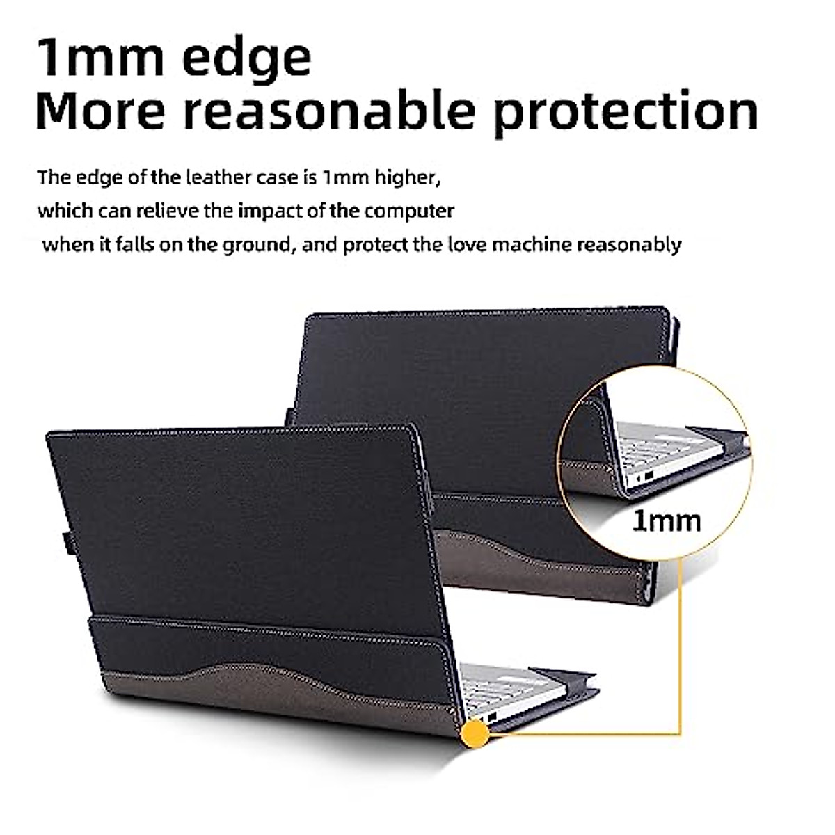 VEVOOD Laptop Case Cover for Dell Inspiron 7430 Plus 7420 14" Laptop & Inspiron 14 Pro 5420 5430 7425 5425 All-Inclusive Drop-Proof Case 14" PU Leather Inner Pocket Cover (Gray)