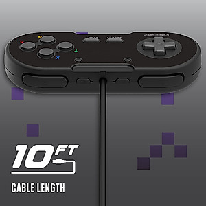 Retro-Bit Legacy 16 Wired USB Controller - Features Home, SS & ZL/ZR Buttons - for Switch, PC, MacOS, RetroPie, Raspberry Pi - Onyx