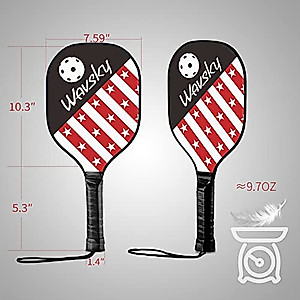 Wavsky Pickleball Paddles - Pickleball Set of 4 Paddles, 8 Pickleball Balls and 1 Carry Bag, Wood Pickleball Paddles Pickleball Racket Ergonomic Grip for Beginners, Pickleball Equipment