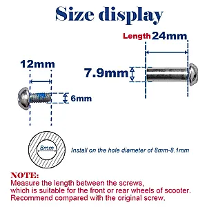 OTFAITP Hex Lock Male and Female Scooter Parts Axle Front Rear Allen M8 Screws for 2-3-4-Wheel Kid Scoote Furniture Wheelchair Kick Scooters Pull-Along Wagons Inline Skates Axles Repair (86)