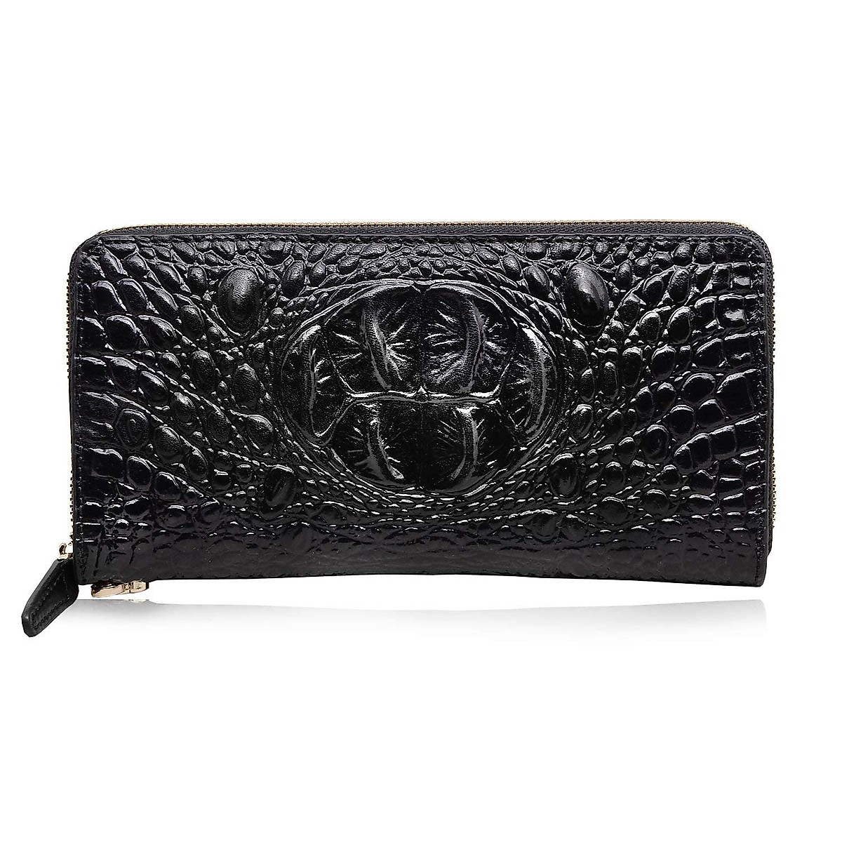 PIJUSHI Designer Genuine Leather Top Handle Shoulder Bag Bundle with Crocodile Leather Wristlet Wallet
