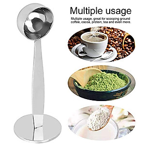 Espresso Scoop with Tamper 2 In 1 Stainless Steel Coffee Scoop Tamping Dual-Purpose Coffee Spoon Powder Hammer Tamper Multi Function Spoon Holder Coffee Tools for Measuring and Tamping