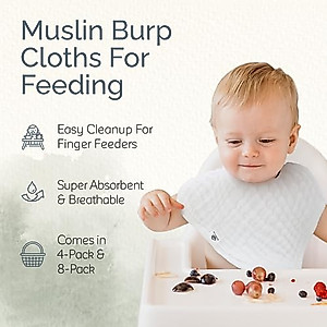 KiddyCare Muslin Burp Cloths - Burp Clothes for Baby Girl/boy, Organic Baby Clothes Burping Cloths for Babies - 6 Layers absorbance, Baby Burp Cloth (4 Pack (10x20 inches))