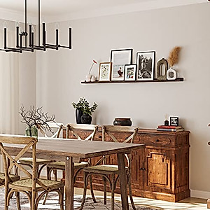 Rustic State Ted Wall Mount Extra Long Narrow Picture Ledge Shelf Photo Frame Display - 60 Inch Floating Wood Shelf for Living Room Office Kitchen Bedroom Bathroom Décor - Torched Brown