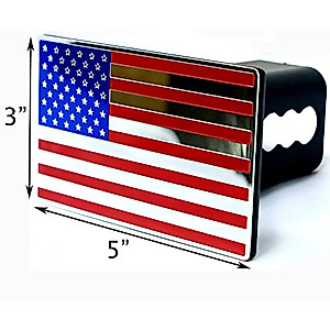 eVerHITCH USA American Flag Metal Hitch Cover (Fits 2" Receiver, Blue/Red/Chrome)