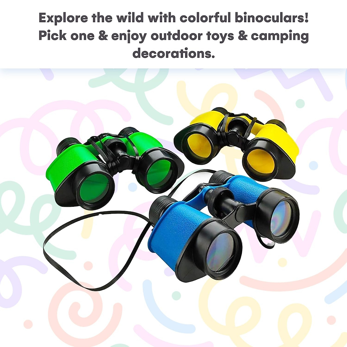 Kicko Pack of 12 Binoculars Toy for Kids - 3.5"x5" Kids Binoculars for Bird Watching and Jungle Pretend Play - Forest Guard Costume - Safari Party Favors and Educational Adventure Gifts for Children