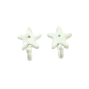 MY MIRONEY White Starfish Single Hook Sea Star Shaped Wall Hooks Coat Key Hat Towel Robe Hooks Wall Hangers Wall Mounted Decorative Hooks with Screws Pack of 3
