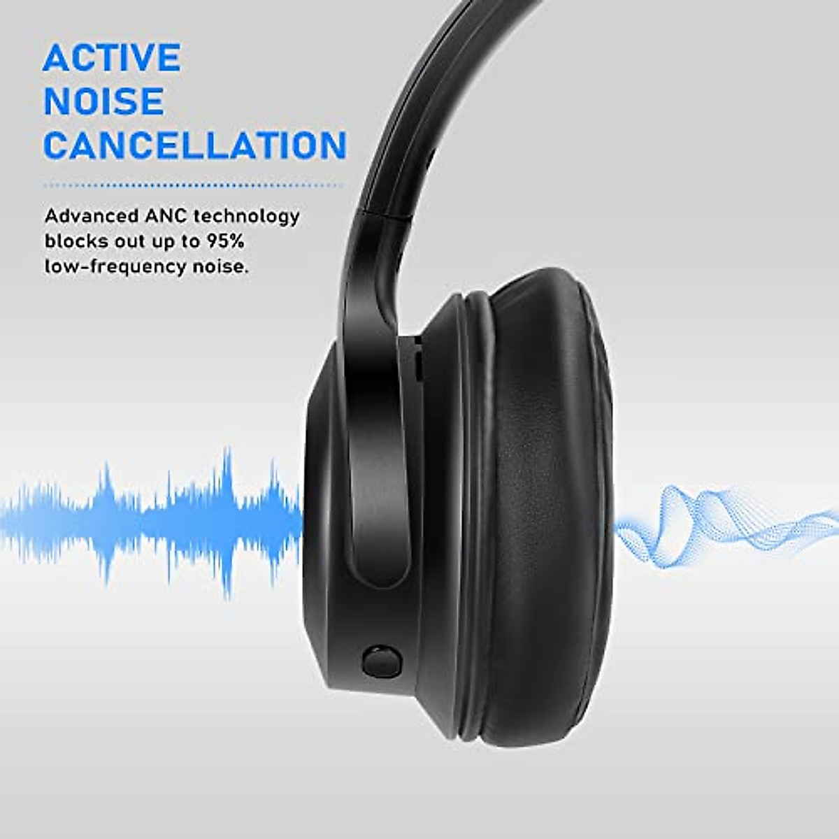 Bluetooth Headphones with Microphone, Over-Ear Wireless Bluetooth Headset with BT 5.0 USB Dongle, Active Noise Cancelling, Rechargeable, Hands-Free Calls, 80H Playtime for PC/Computer/Laptop/Cellphone