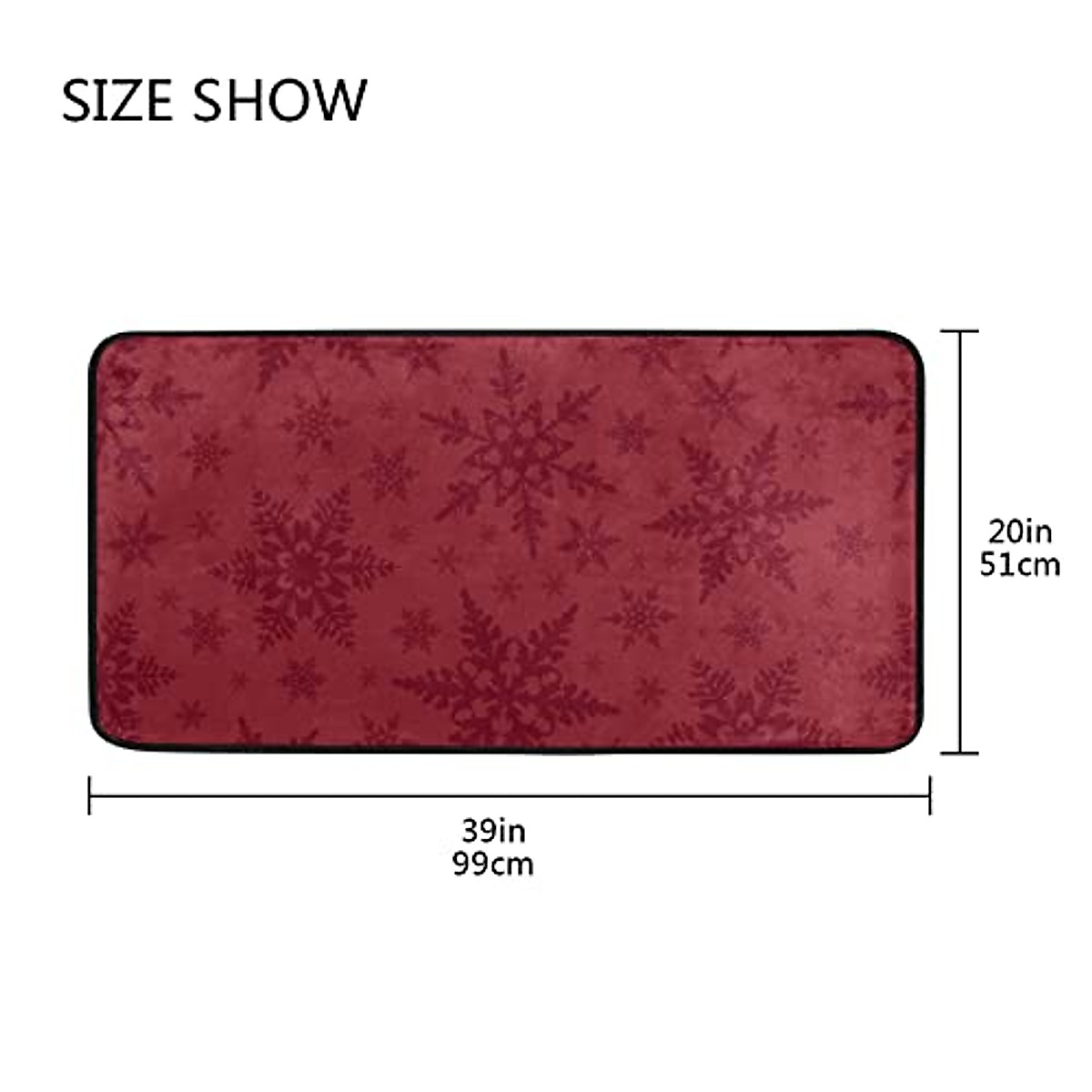 ALAZA Kitchen Mat Red Snowflake Anti Fatigue Standing Mat for Office, Laundry Room and Stand-up Desks