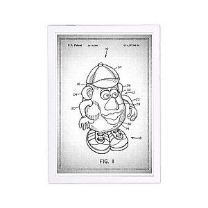 Wynwood Studio Symbols and Objects Framed Wall Art Prints 'Mr Potato 1980 Home Décor, 13" x 19", Black, Gray
