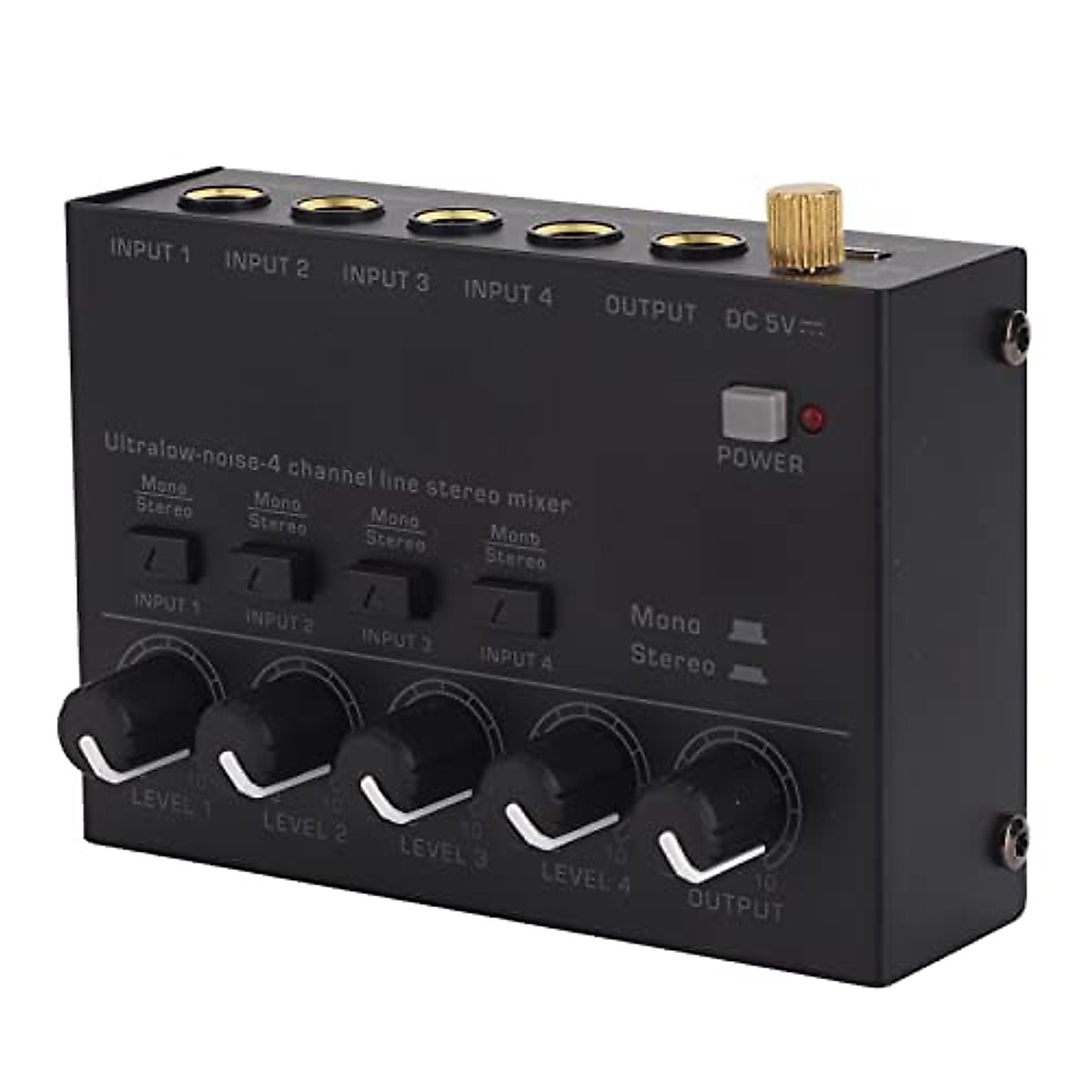 4 Channel Line Mixer, Metal Shell Independent Volume Control 4 Channel Studio Headphone Amplifier Strong Configuration Low Noise Simple Operation Mode for Home(#3)
