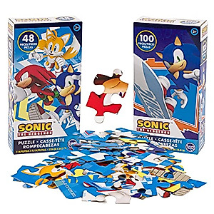 Sonic The Hedgehog Puzzle for Kids Set - Bundle with 2 Sonic Puzzles, Stickers, More | 48 Pc, 100 Pc Sonic Puzzles for Kids Ages 4-8
