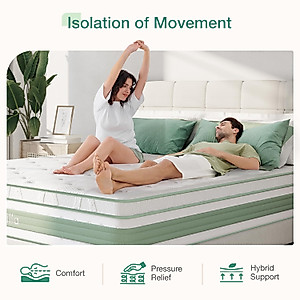 Novilla King Mattress, 12 Inch Hybrid Mattress, High Density Gel Foam with Pocket Coils for a Cozy Sleep, Motion Isolation Medium Firm King Size Mattress, Pillow Top Mattress, Balance Support