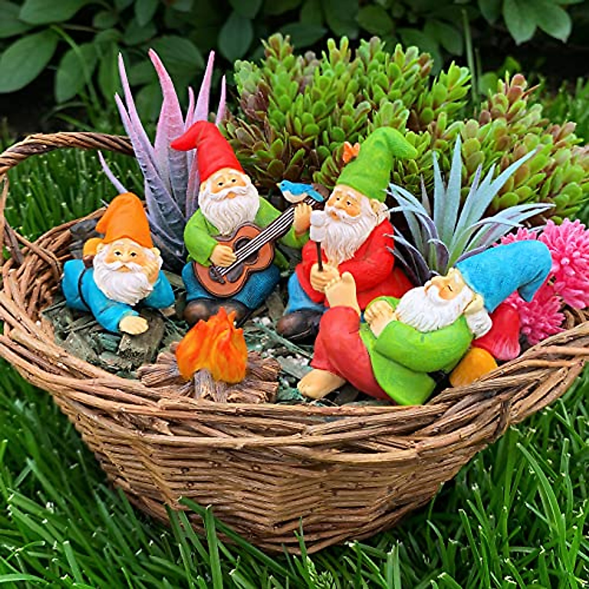 Mood Lab Miniature Garden Gnomes - Camping Gnome Kit of 5 pcs - Figurines & Accessories Set - Outdoor or House Decor