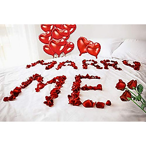 kortes I Love You Balloons and Heart Balloons Kit with Rose Petals, Valentines Day Decorations for Party