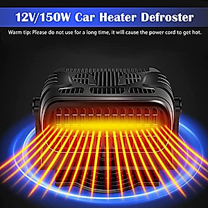 12V Car Heater Defroster,Upgraded 2 in 1 Auto Car Windshield Heater Cooling Fan Auto Defogger 360° Rotatable Fast Heating Quickly Defrost