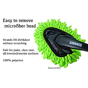 Simoniz 13” Detailers Microfiber Auto Duster - Dusting Wand Cleans, Dries & Polishes – Safe for All Interior or Exterior Surfaces - Great for Cars, Trucks, SUVs, Boats, RVs & Bikes or Home Cleaning