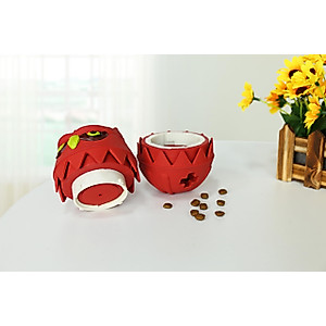 WapaW Owl Squeaky Dog Toy - Natural Rubber Treat Dispensing Dog Toys for Small & Medium Dogs, Indestructible Dog Chew Toys for Aggressive Chewer, Tough Dog Toothbrush Toy (Red Owl)