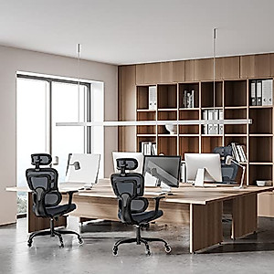 Ergonomic Office Chair - Mesh Office Chair High Back, Rolling Desk Chair, Executive Swivel Chair, Computer Chair with 3D Adjustable Armrest, 3D Lumbar Support, Blade Wheels, Adjustable Headrest