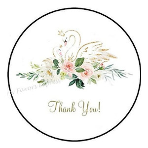 30 Pcs 1.5" Inch Thank You Swan Baby Shower Stickers - Swan Stickers - Baby Shower Stickers Envelope Seals Labels - D #AA61RK