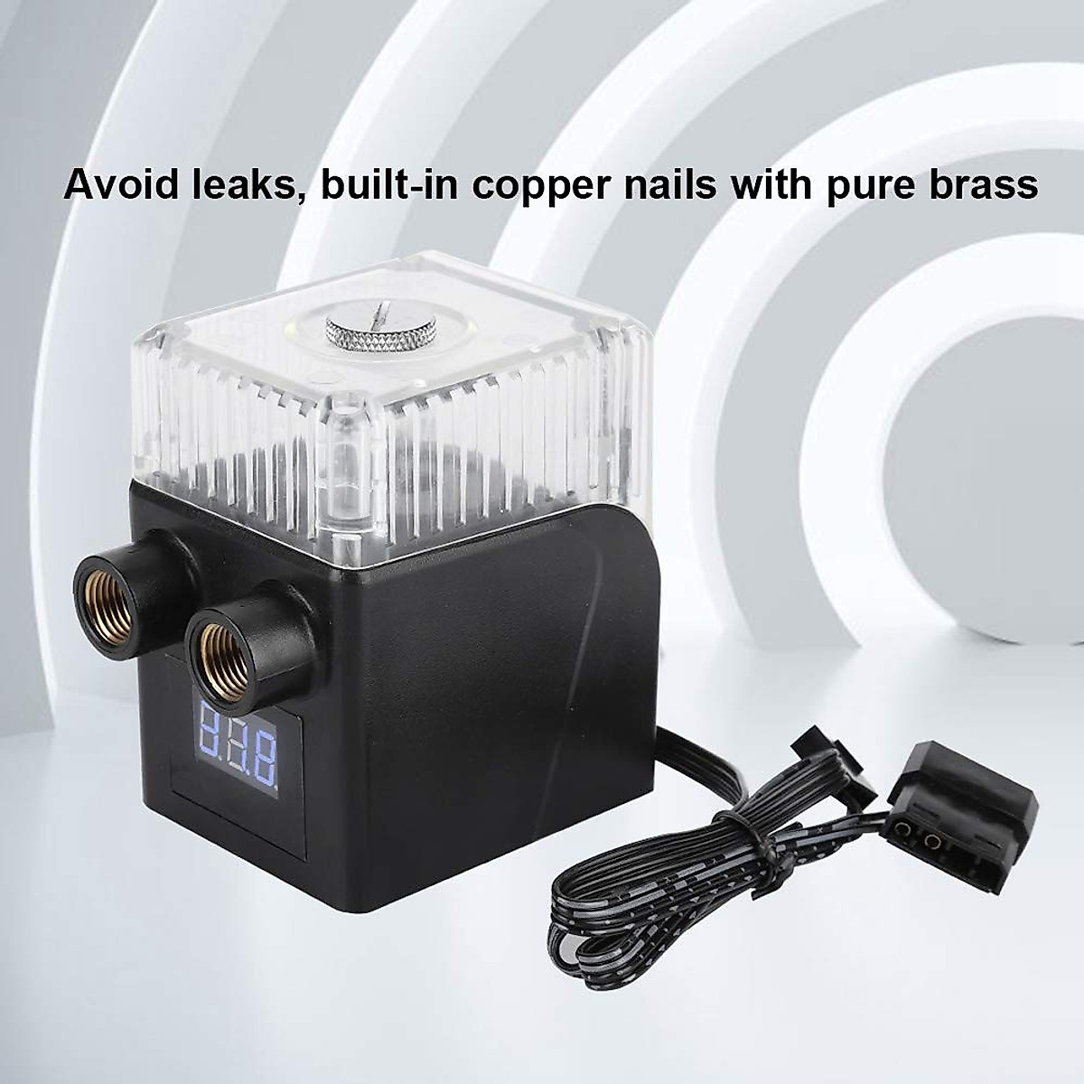 G1/4 Thread PC Water Cooling Pump With Temperature Display, 450L/H Integrated , Ceramic Bearing, Three phase Motor, Large 4P D port, Support PWM Automatic Temperature Control