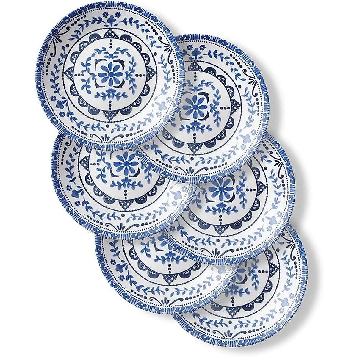 Corelle Vitrelle 6-Piece Appetizer Plates Set, Triple Layer Glass and Chip Resistant, 6-3/4-Inch Lightweight Round Plates, Portofino