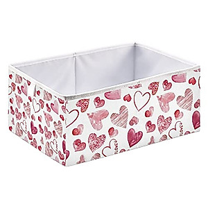 Hearts Storage Basket Storage Bin Rectangular Collapsible Storage Box Nursery Storage Hamper Organizer for Rooms Playroom Shelves