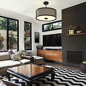 OUVR Industrial Semi Flush Mount Ceiling Light, Modern Close to Ceiling Lamps for Living Room, Bedroom, Dining Room, Kitchen, Hallway, Entry, Foyer