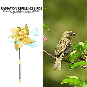 Happyyami 3Pcs Octagonal Bird Windmill Golden Windmill Creative Spinner Bird- Proof Windmill Orchard Balcony Garden Decoration