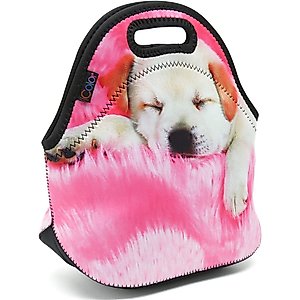 icolor Pink Dog Soft Friendly Insulated Lunch box - Bag Neoprene Handbag lunchbox Cooler warm Pouch Tote bag