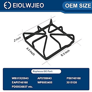 WB31X20643 Burner Grate Replacement for GE Range Stove, Gas Range Matte Cast Iron Burner Grate Parts Compatible with Kenmore, Hotpoint, Range Rack Replace Part# 3015120 PS8746168 AP5789043 4-Pack