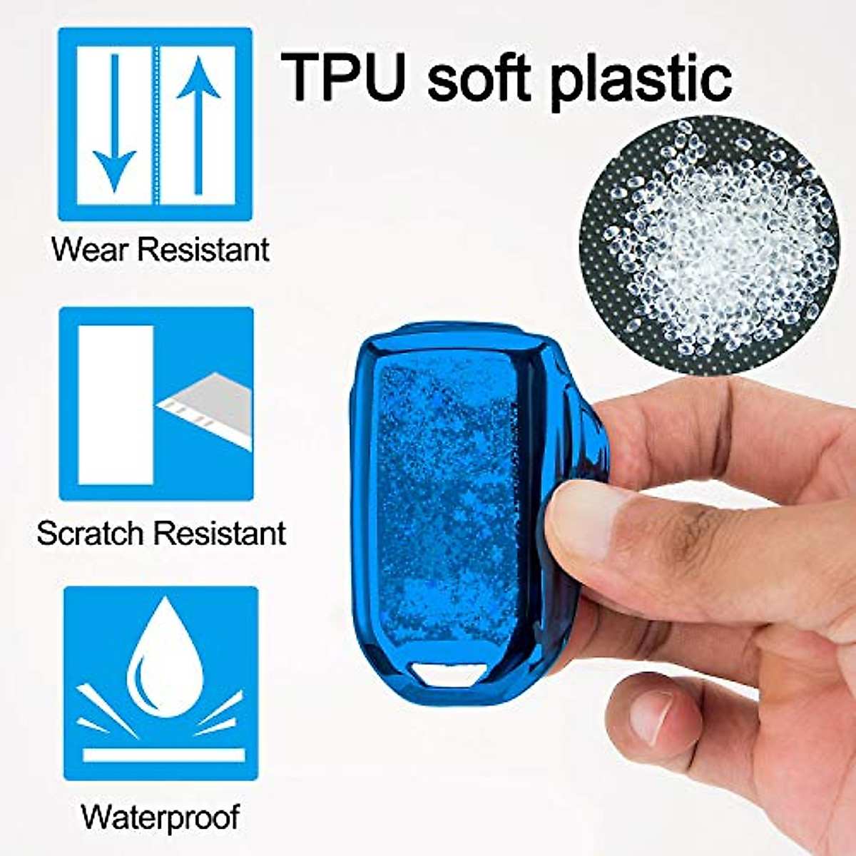 RYE Key Fob Cover with Glitter Liquid Quicksand,Flowing Bling Sparkle Key Fob Case Fit 4/5/6 Buttons Keyless Entry of Honda 2015-Up Civic Accord Fit Pilot CR-V Odyssey - Blue