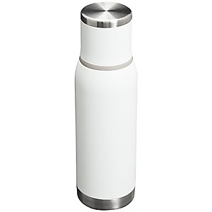 Stanley Adventure-To-Go Vacuum Bottle 25 oz | Wide Mouth with Leakproof Cup Lid | Keep Drinks Hot or Cold | Packable for Travel | Insulated Stainless Steel Thermos | BPA-Free | Frost White