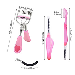 14 Pcs Eyelash Curler Set, 3 in 1 Eyelash Curler with Built in Comb, Include Eyelash Curler, Eyelash Comb Eyebrow Brush and Refill Pads, Eyelash Applicator Tool for Women (Size:14 Pcs/Set)