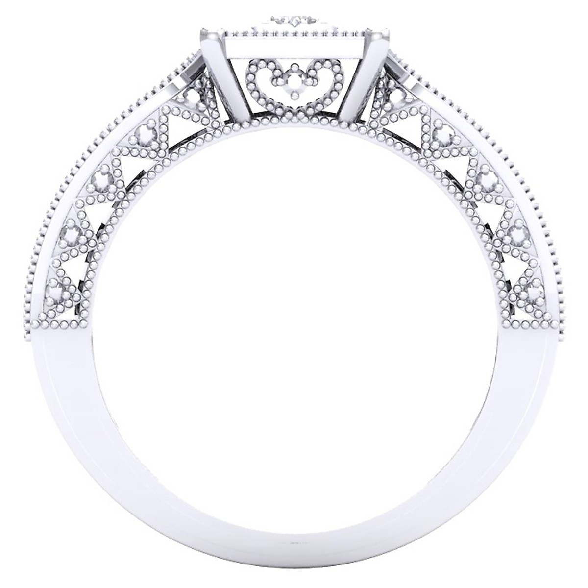 Dazzlingrock Collection 0.10 Carat (Ctw) Sterling Silver Round White Diamond Bridal Millgrain Engagement Ring 1/10 CT, Size 5.5