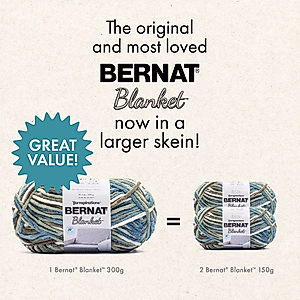Bernat Blanket BB DEEP SEA Yarn - 2 Pack of 300g/10.5 oz - 100% Polyester - #6 Super Bulky - 220 Yards - Knitting/Crochet