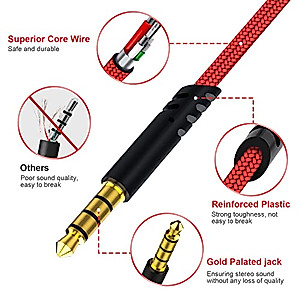 Tobysome Replacement A10 A40 A30 Cable for Connect Astro A10 Astro A40 Gaming Headset to Playstation 4 PS4 Controllers, Smartphone,MixAmp,PC and Macs with 3.5mm Jack(2M,Red with Volume Control)