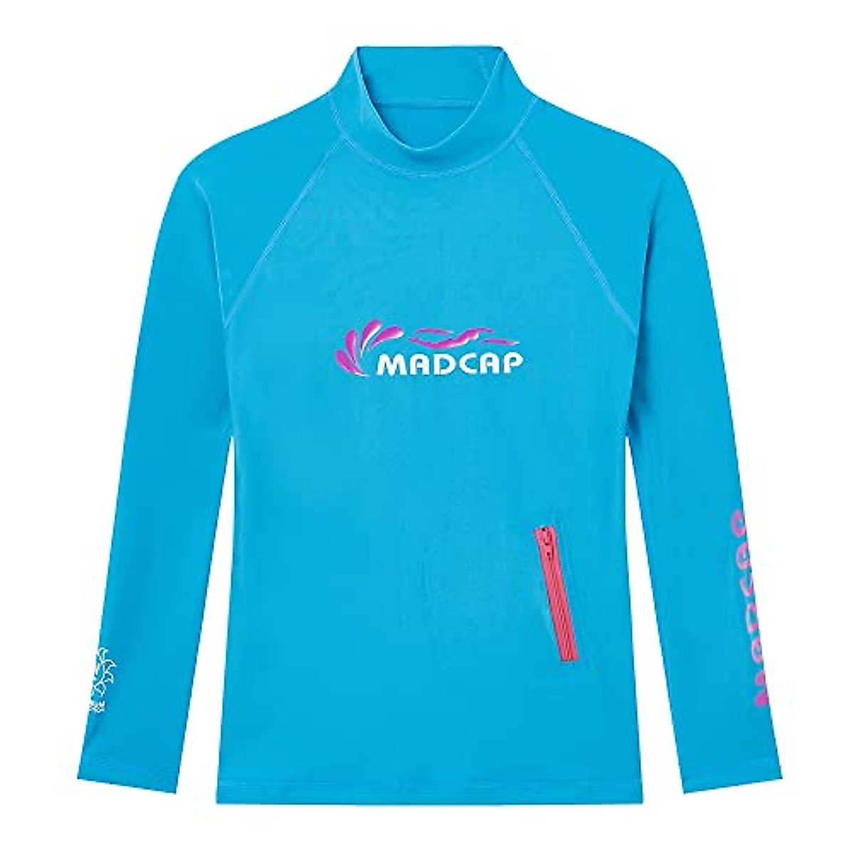 MADCAP Girls' UV Sun Protection Long-Sleeve Rash Guard (Blue, 10-S)