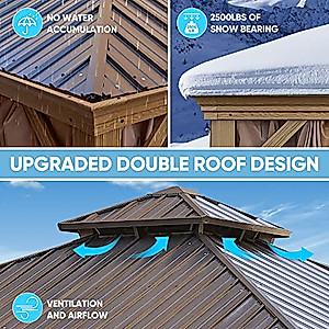12x20FT Outdoor Permanent Hardtop Gazebo Canopy for Patio, Garden, Backyard - Alu Gazebo with Steel Canopy and Double-Roof Design