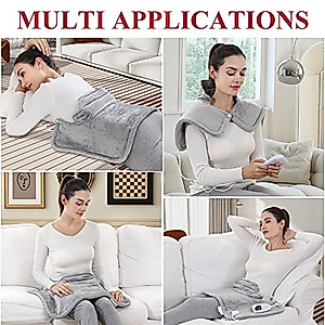 Heating Pad for Neck and Shoulder - Large Electric Heated Neck Shoulder, Fast-Heating Super Soft Fabric Heating Pad for Cramps, Back Pain Relief, Fathers Mothers Day Gifts for Women, Men, Auto-Off