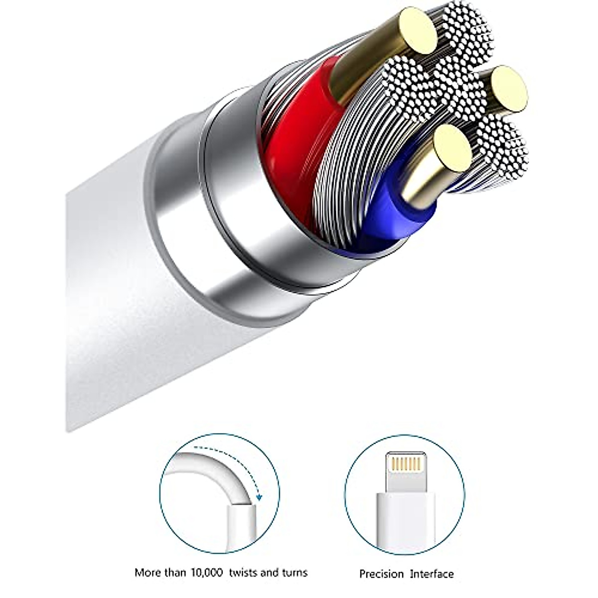 Apple MFi Certified iPhone Charger Cord 3ft Lightning Cable Fast Charging High Speed Data Sync USB Cable Compatible with iPhone 13/12/11 Pro Max/XS MAX/XR/XS/X/8/7/Plus/6S iPad AirPods