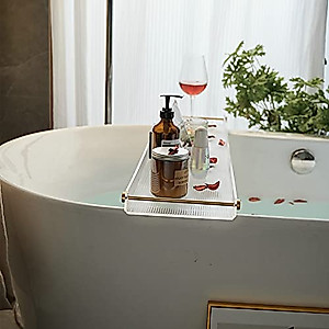 Bath Tray for Bathtub, NEWRAIN Luxury Bathtub Caddy Tray, 1 or 2 Person Bath and Bed Tray,Organizer Tray for Bathroom - Bath Caddy Tub Table, Bathtub Accessories & Bathroom Gadgets